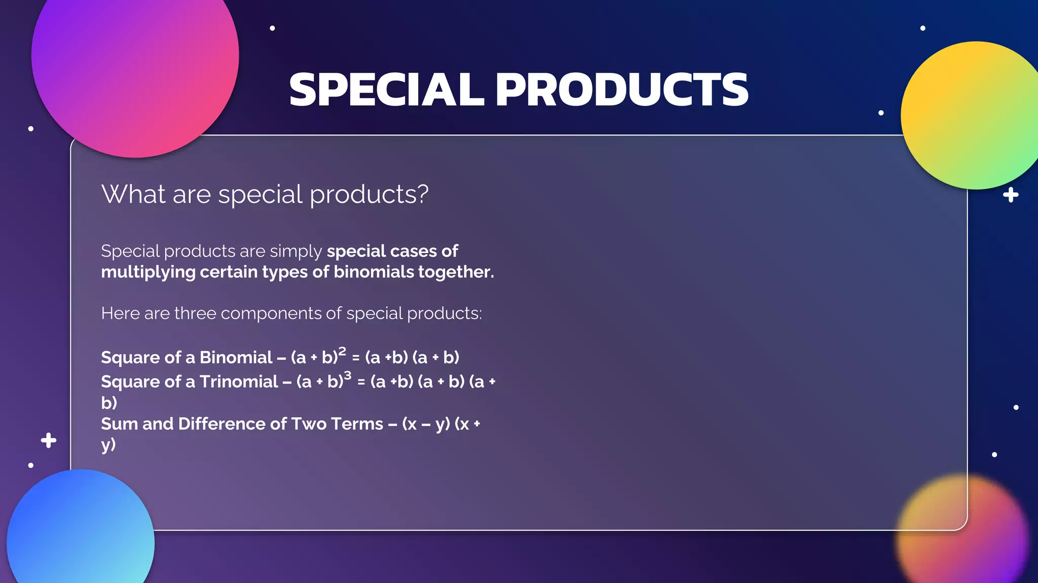 Special products | Math PPT | PPTX