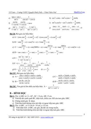 Math vn.com decuongtoan10-hk2-nam2010 | PDF