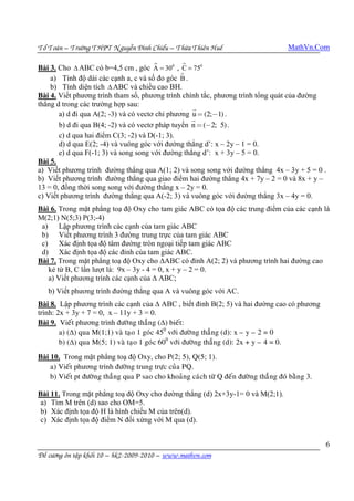 Math vn.com decuongtoan10-hk2-nam2010 | PDF