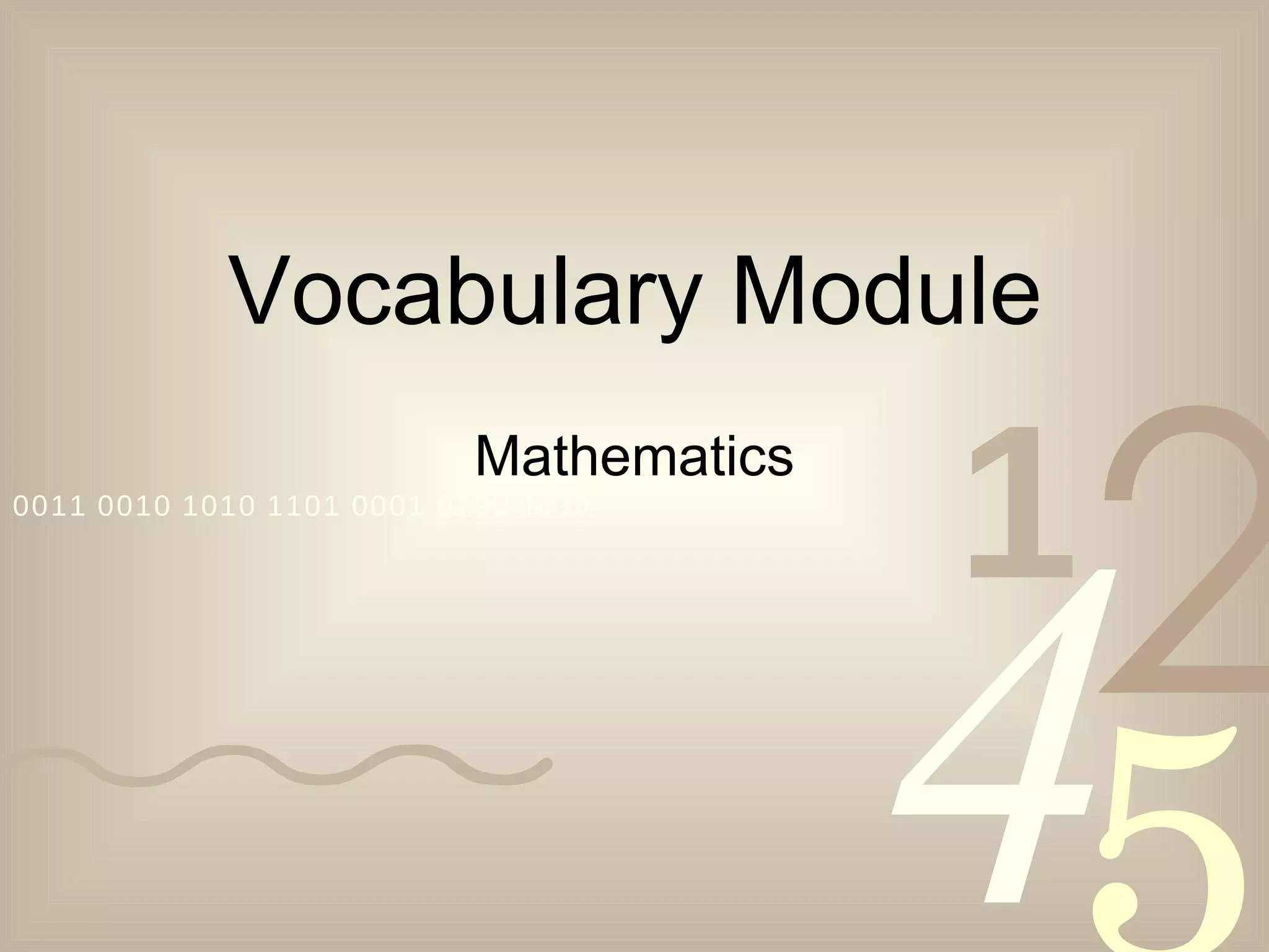 Math Vocabulary Module | PPT