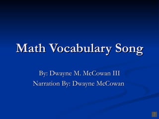 Math Vocabulary Song | PPT