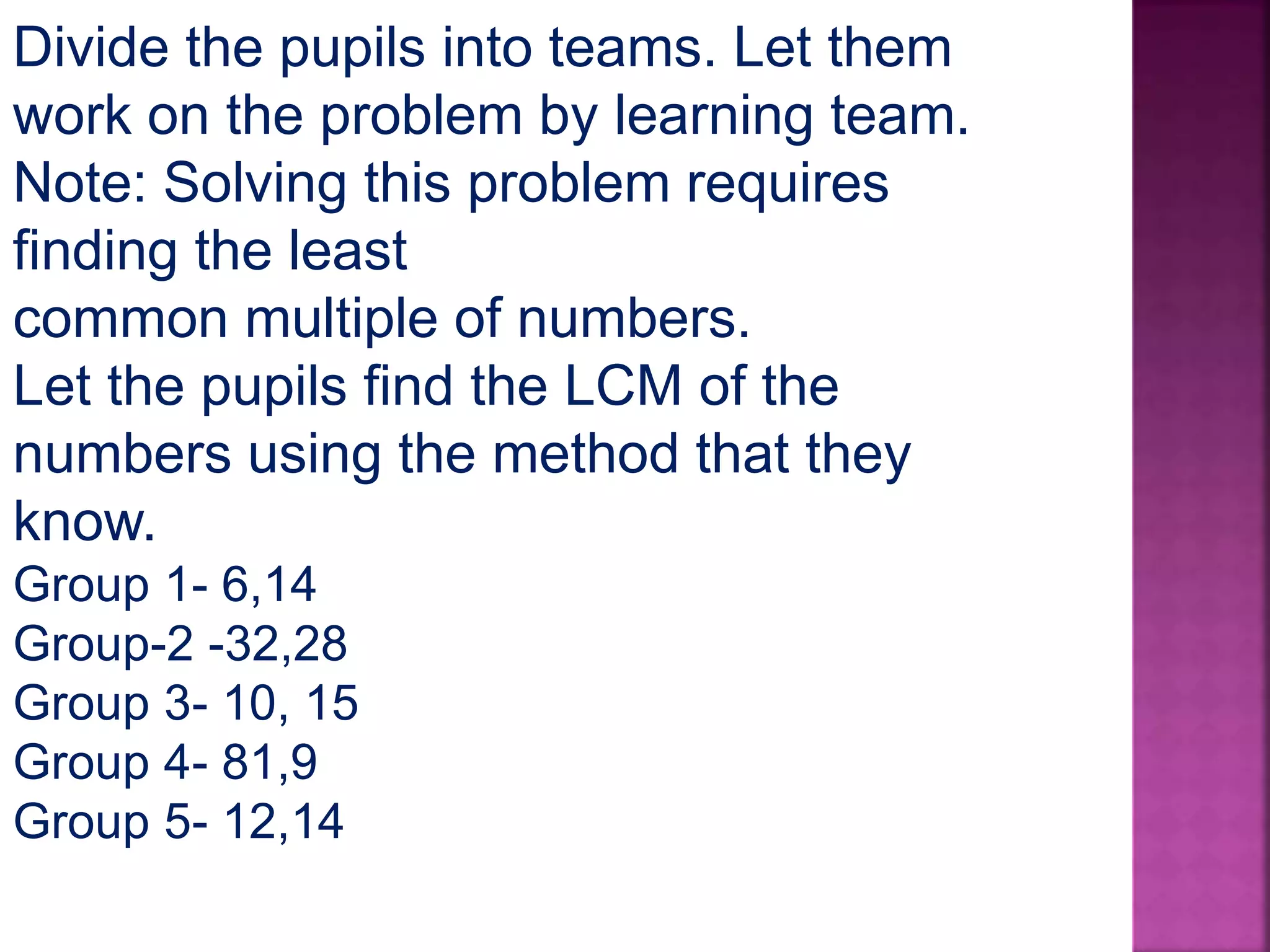 Math Week 5 Finding the Least Common Multiple in LCM 2-4 numbers using ...