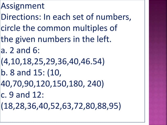 Math Week 5 Finding the Least Common Multiple in LCM 2-4 numbers using ...