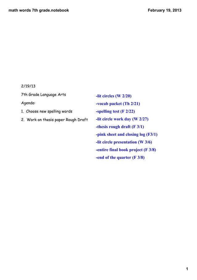 Math words 7th grade | PDF