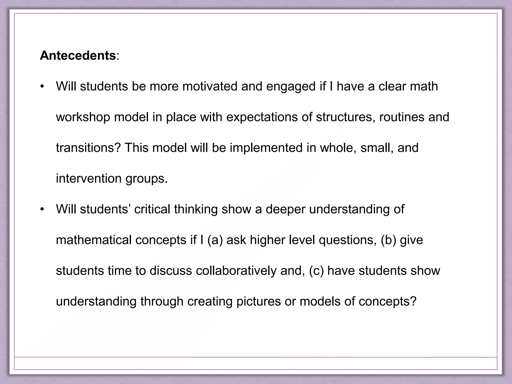 Math workshop presentation | PPTX