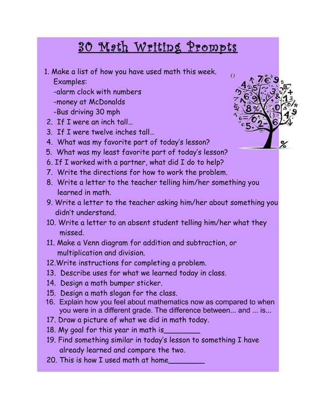 Math writing prompts | DOC