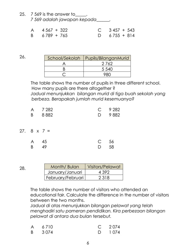 Ujian Matematik Tahun 3 Kertas 1 | DOCX