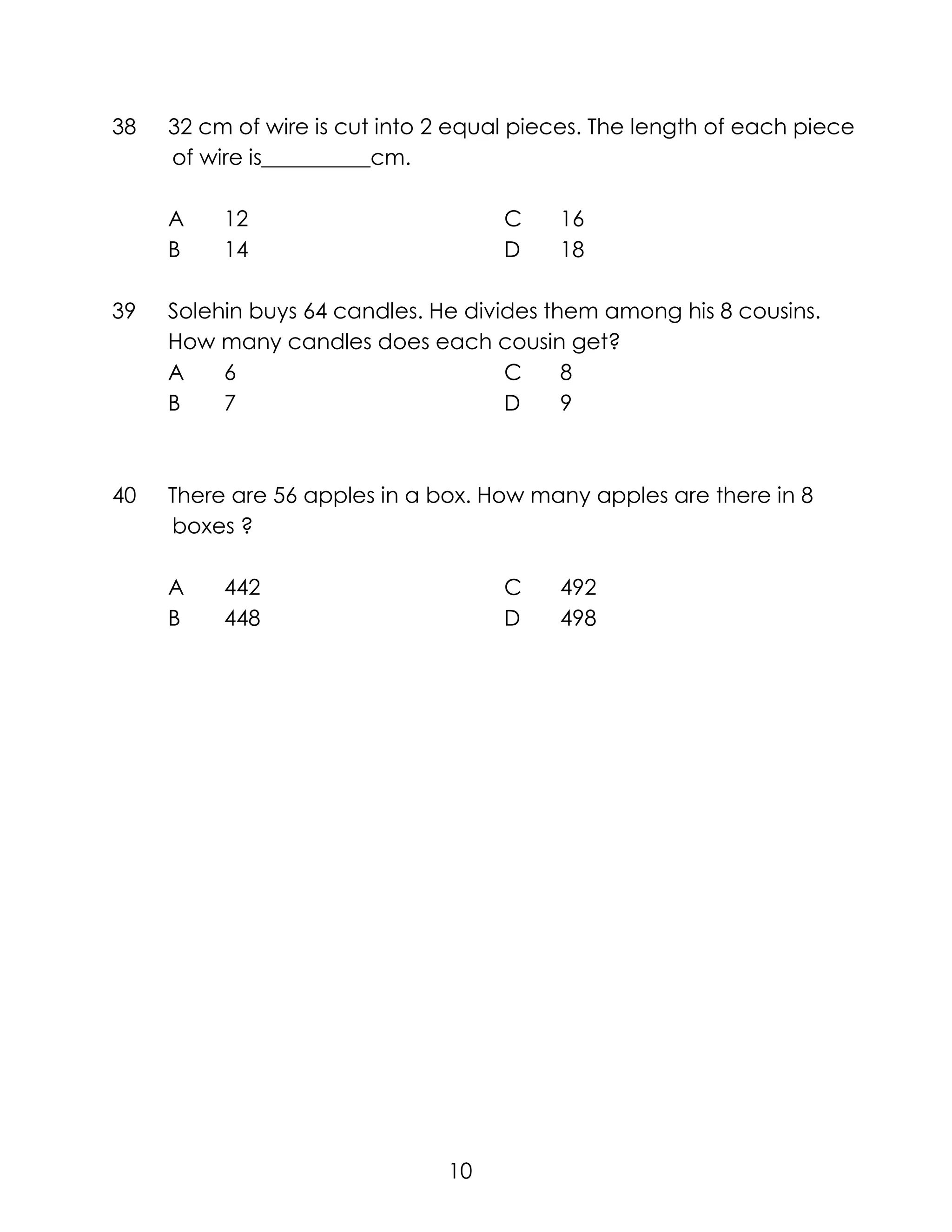 Ujian MatematikTahun 3 Kertas 1 | DOCX