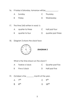 Ujian MatematikTahun 3 Kertas 1 | DOCX