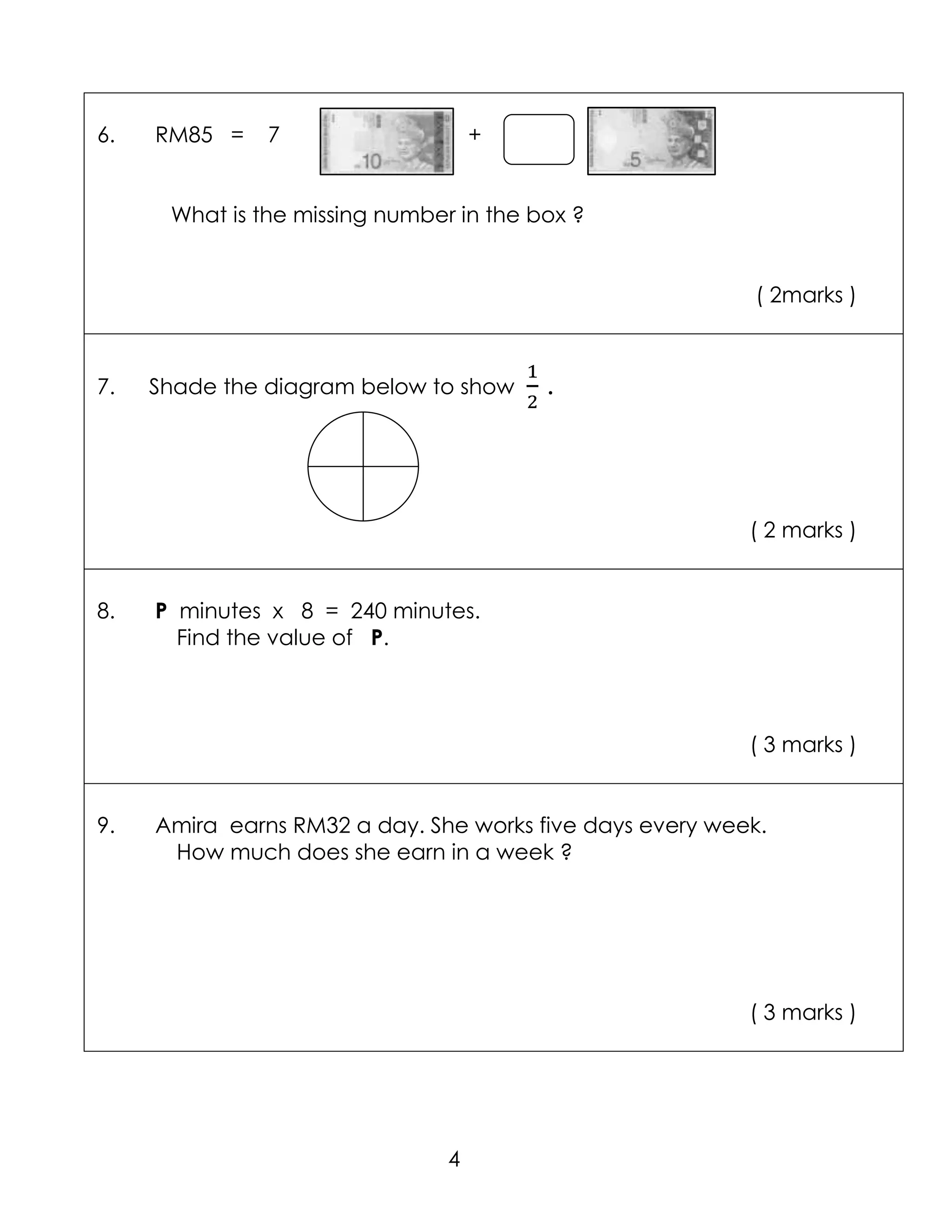 Ujian Matematik Tahun 3 Kertas 2 | DOCX
