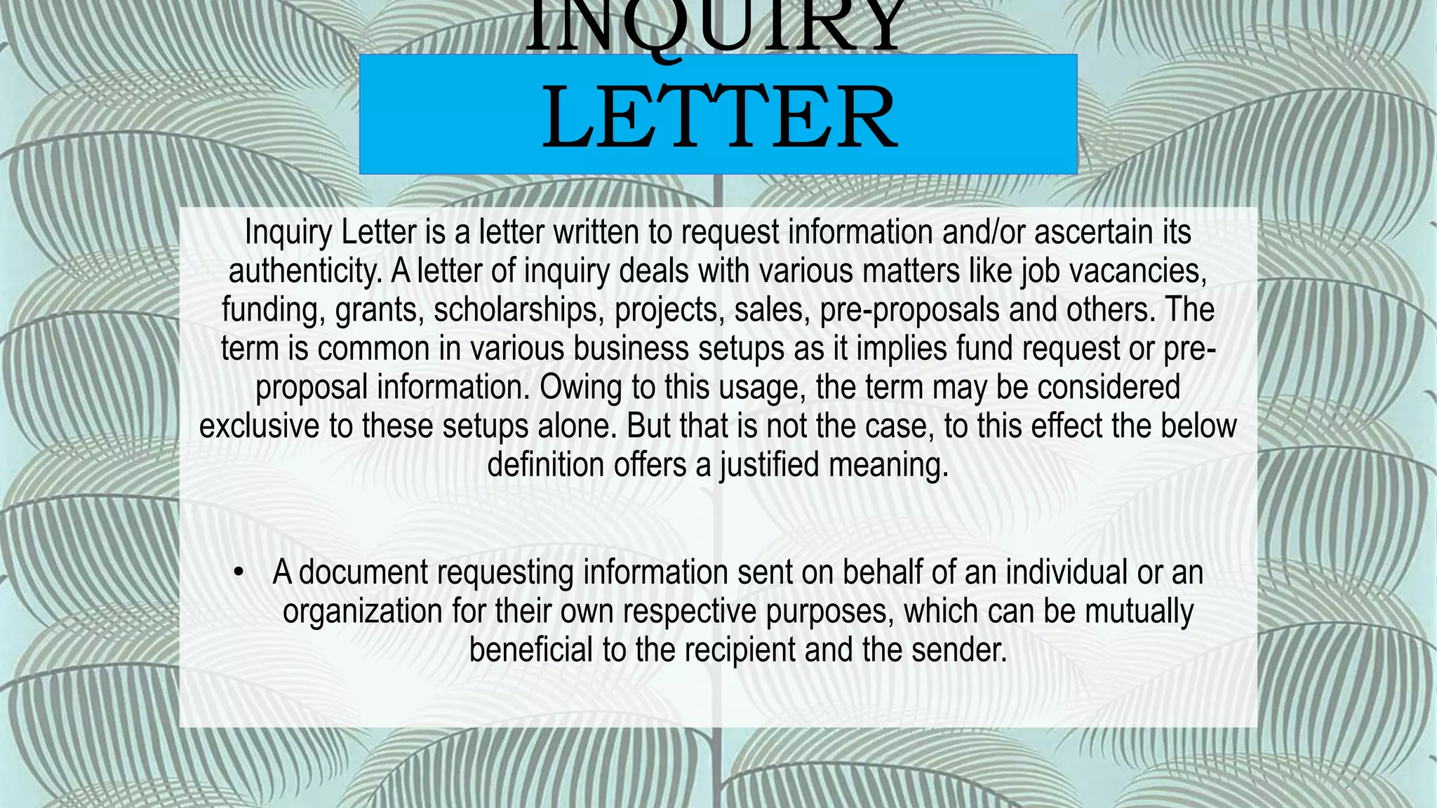 Inquiry Letter | PPTX