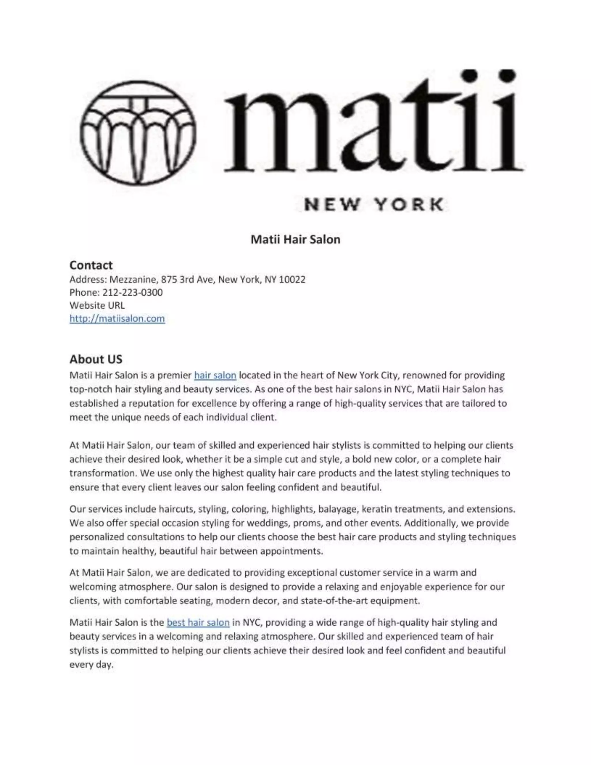 Matii Hair Salon | PPT