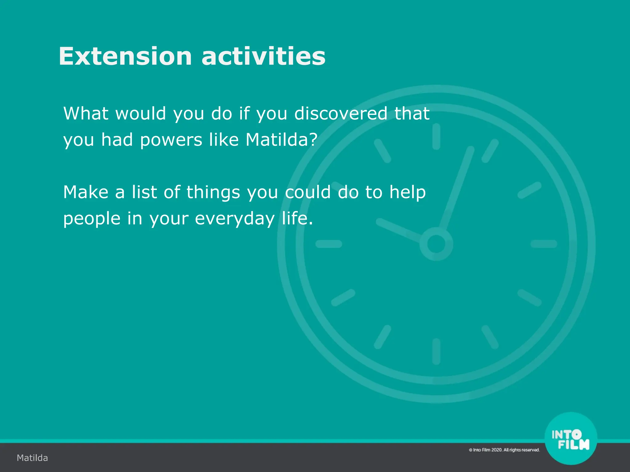 Matilda - Film guide. Activities and discussion for the classroom | PPTX