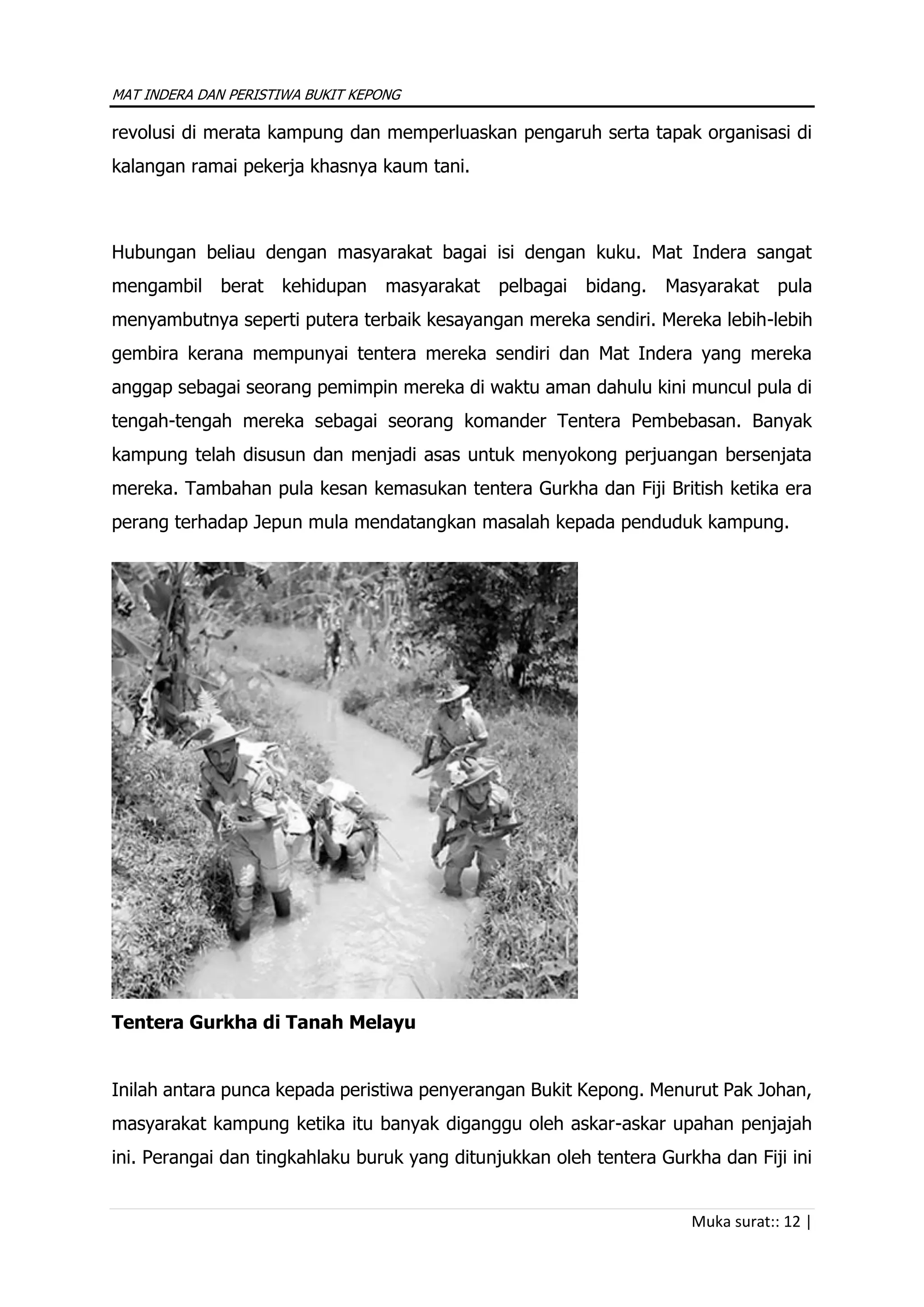 Mat indera dan peristiwa bukit kepong | PDF