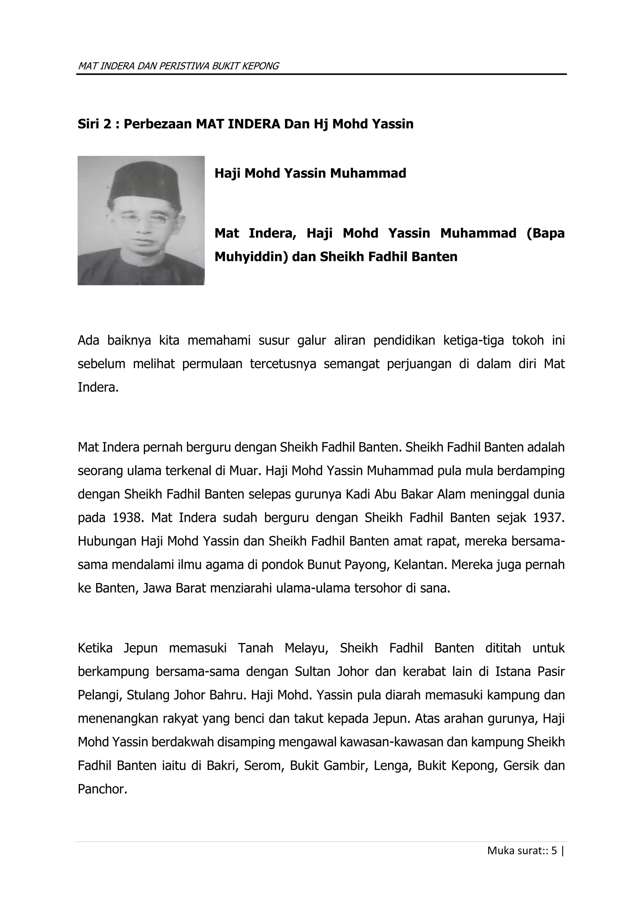 Mat indera dan peristiwa bukit kepong | PDF