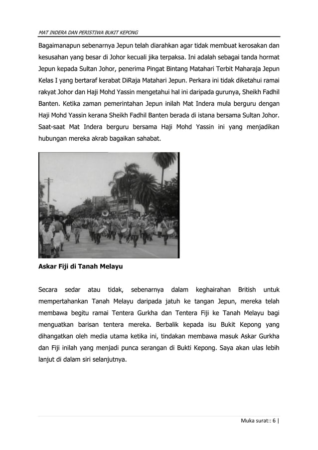 Mat indera dan peristiwa bukit kepong | PDF