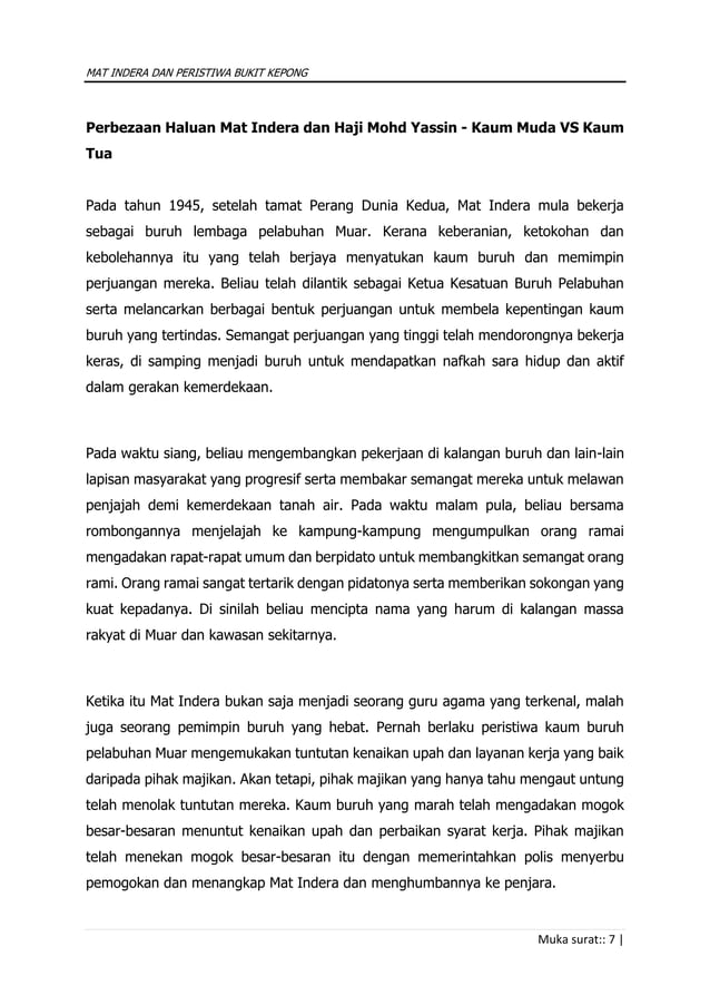 Mat indera dan peristiwa bukit kepong | PDF