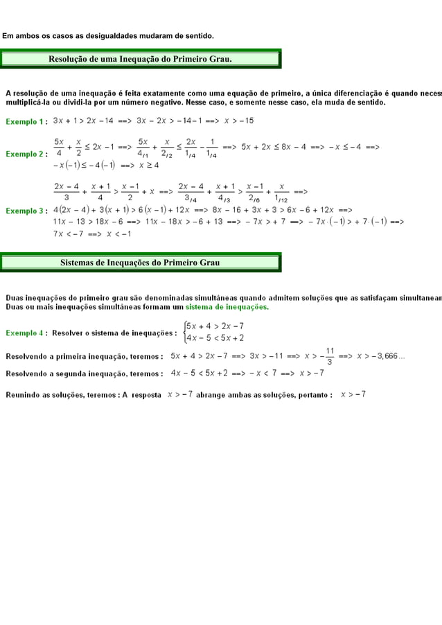 Mat inequacoes do primeiro grau 001 | PDF