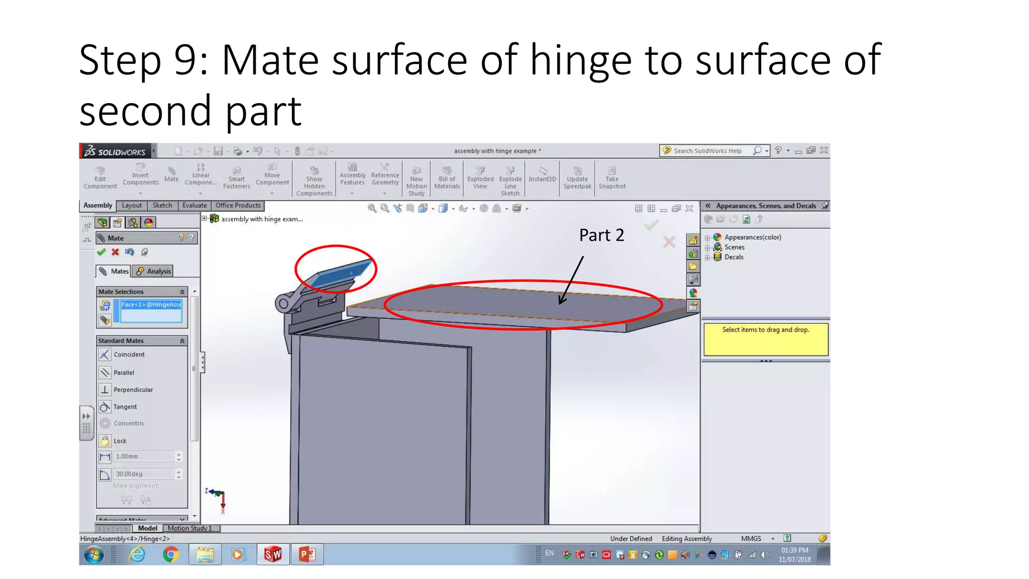 Mating a hinge assembly in solidworks | PPTX