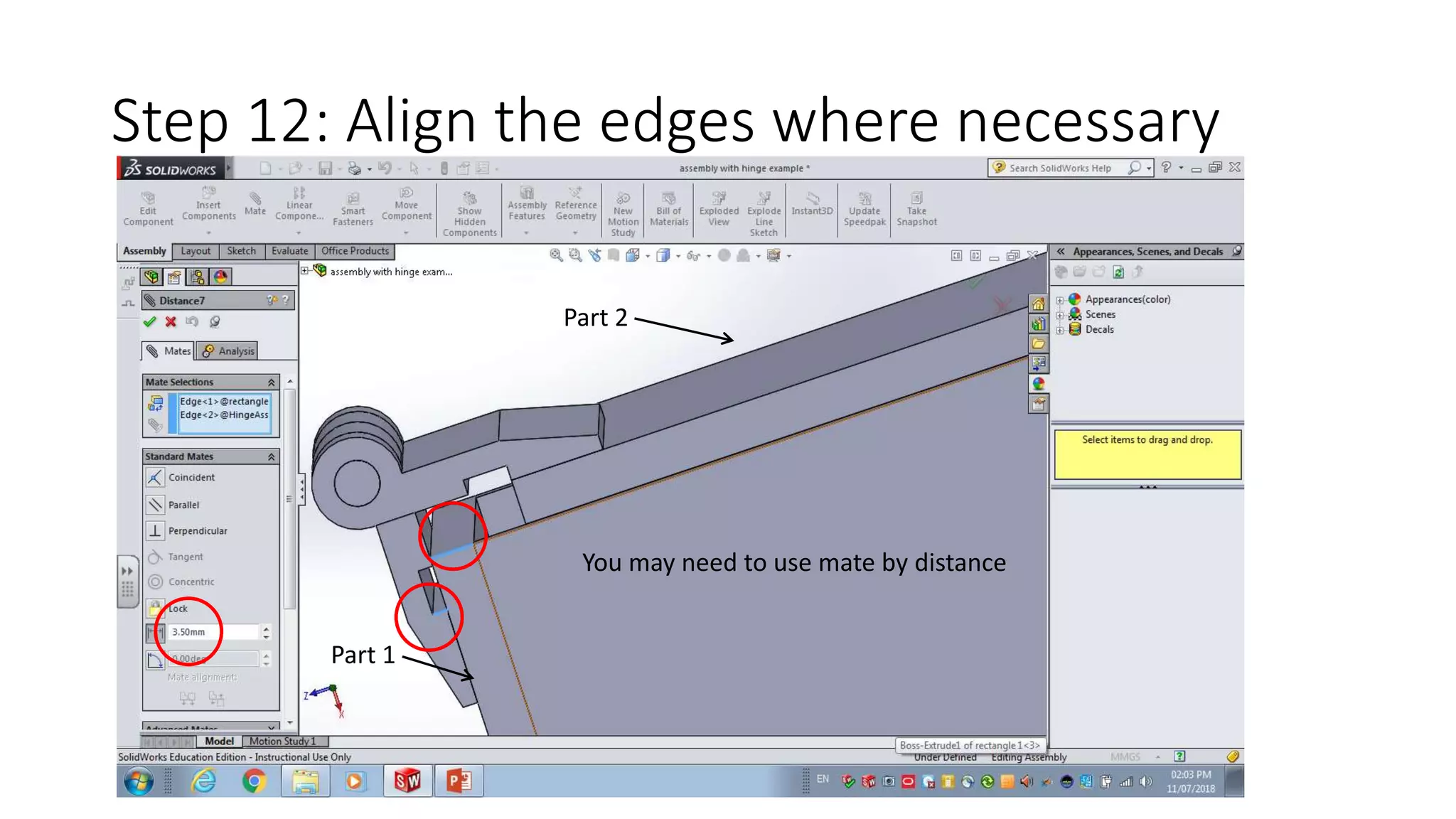 Mating a hinge assembly in solidworks | PPTX