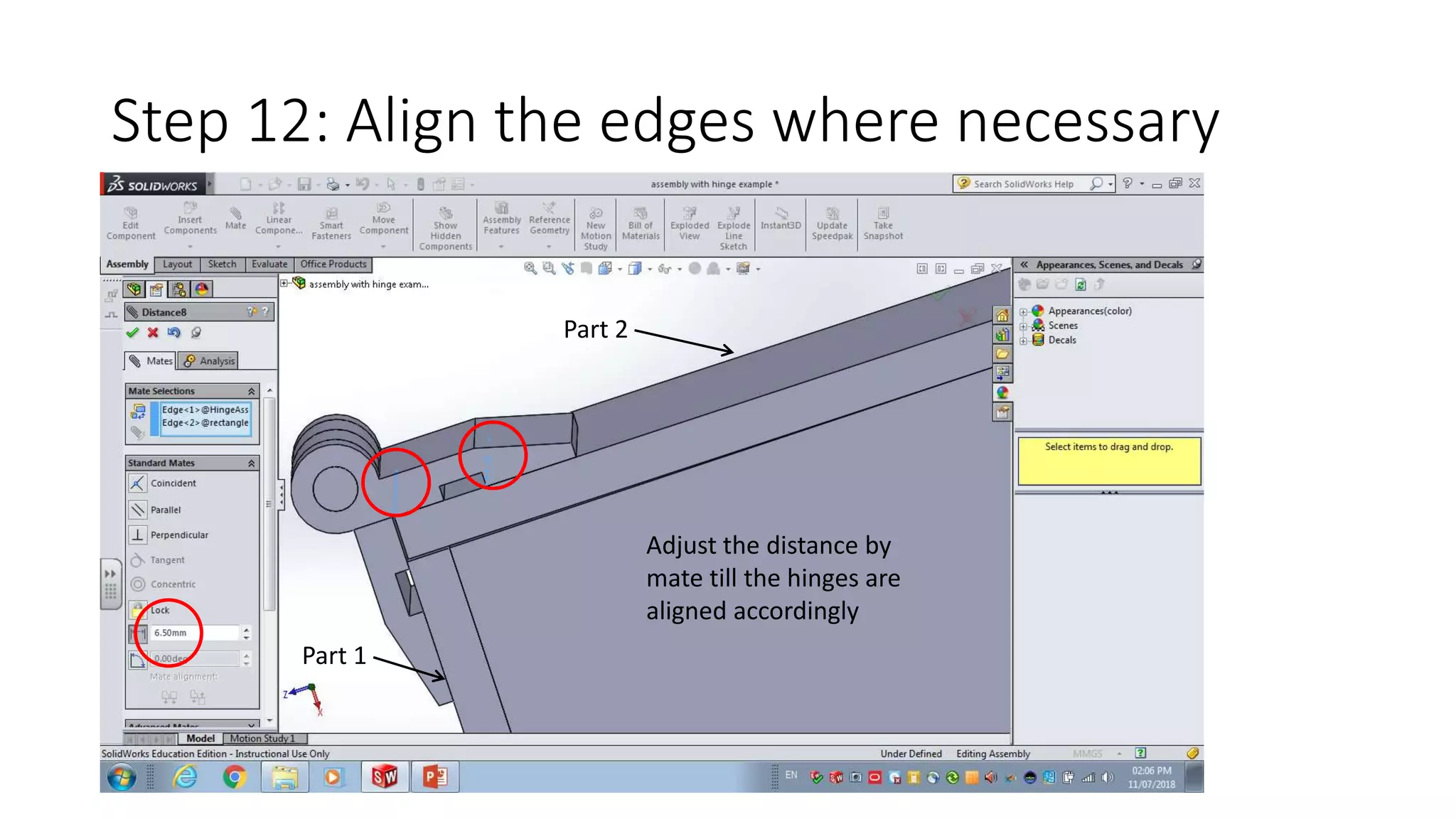 Mating a hinge assembly in solidworks | PPTX