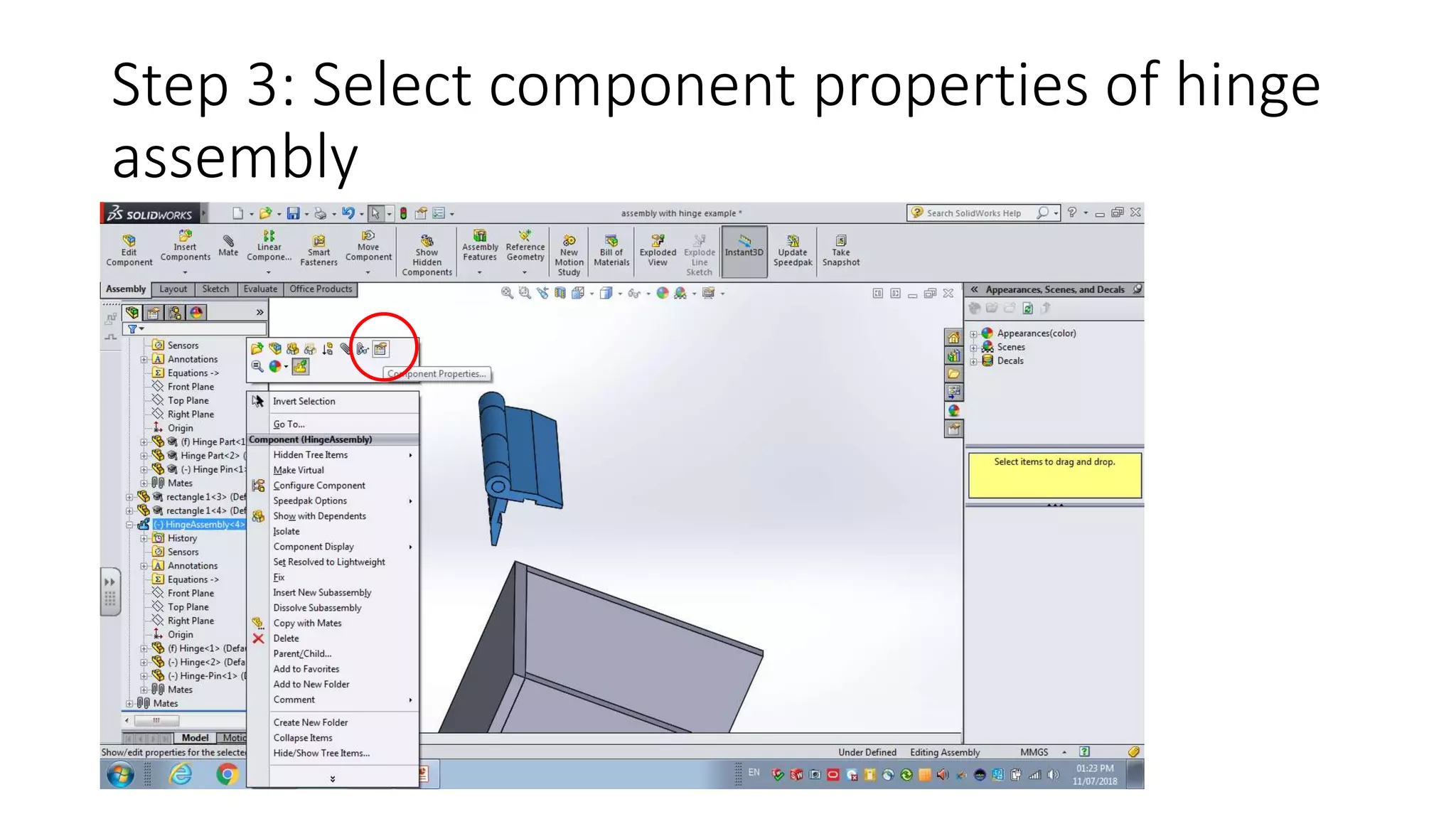 Mating a hinge assembly in solidworks | PPTX