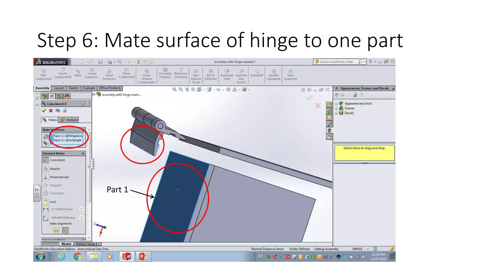 Mating a hinge assembly in solidworks | PPTX