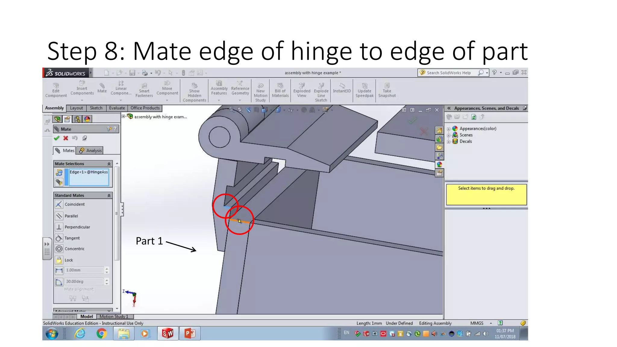 Mating a hinge assembly in solidworks | PPTX