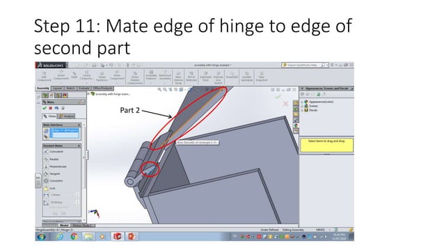 Mating a hinge assembly in solidworks | PPTX