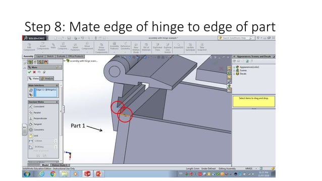 Mating a hinge assembly in solidworks | PPTX