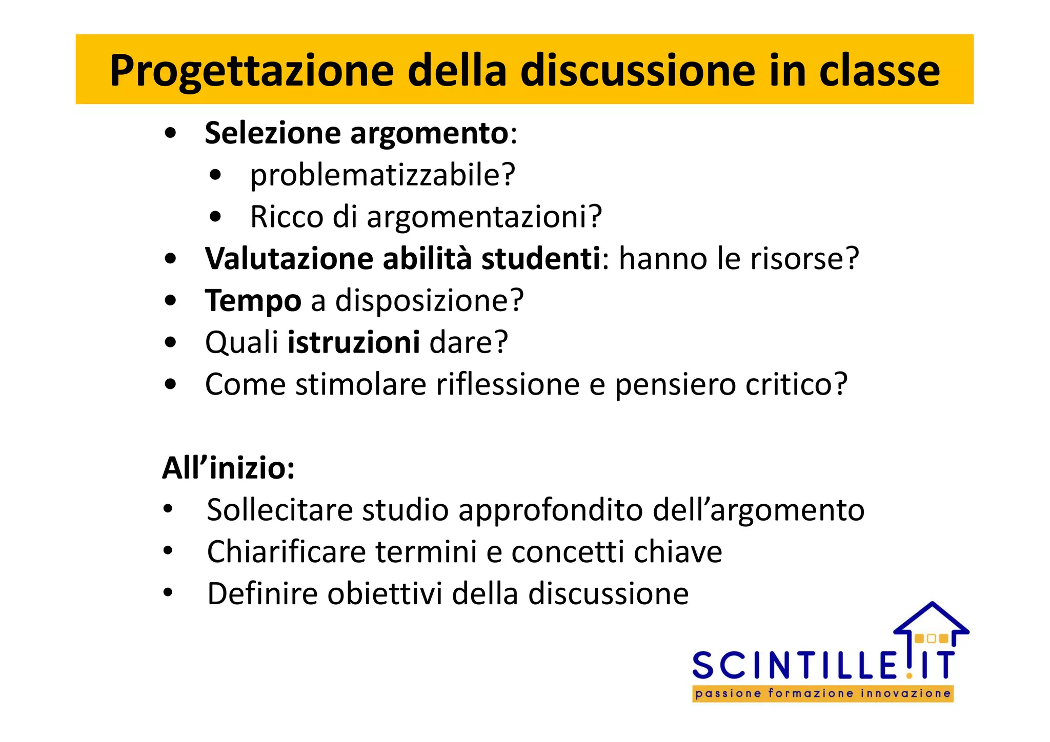 Metodi di discussione per la didattica | PDF