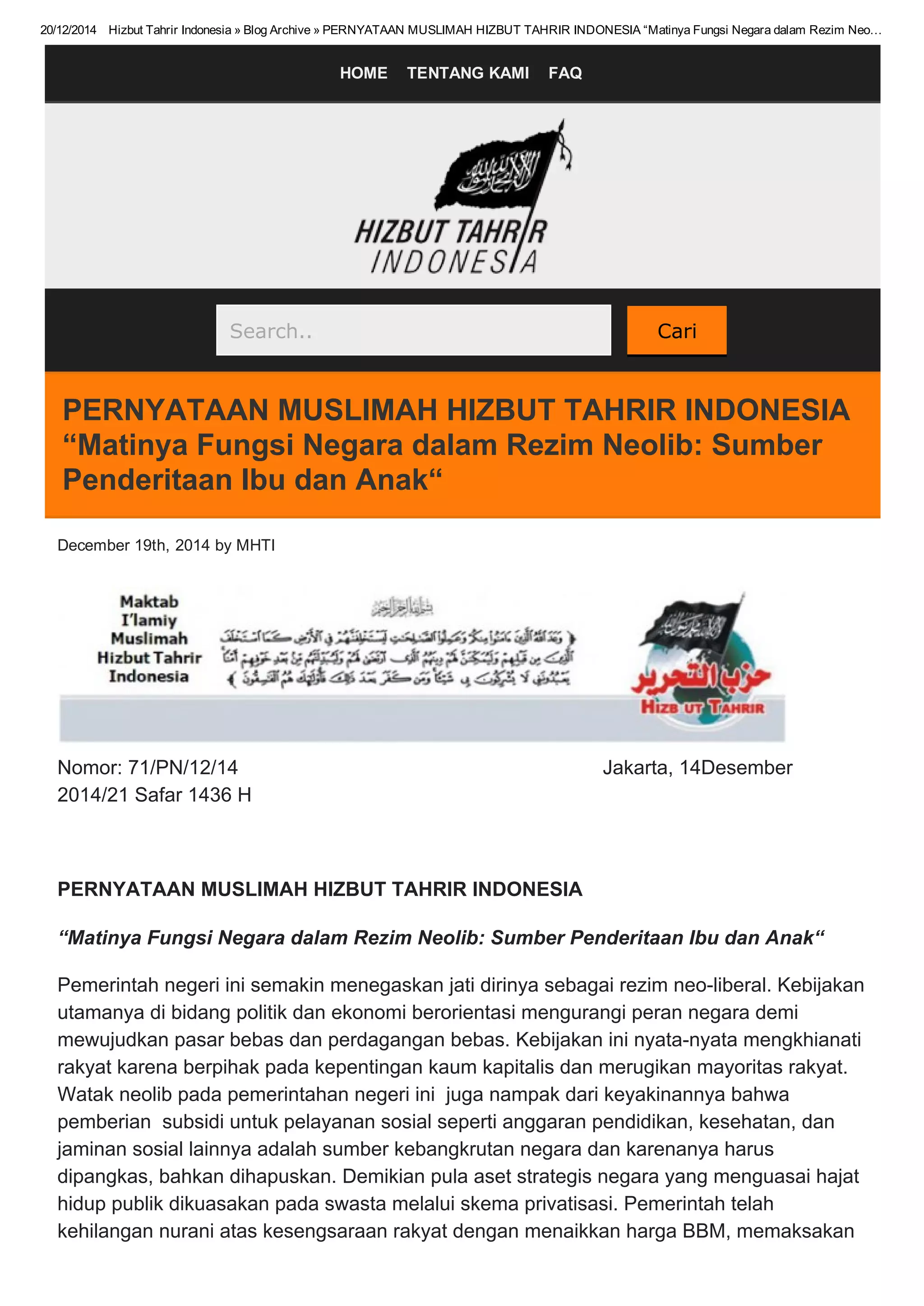 Matinya fungsi negara dalam rezim neolib sumber penderitaan ibu dan ...