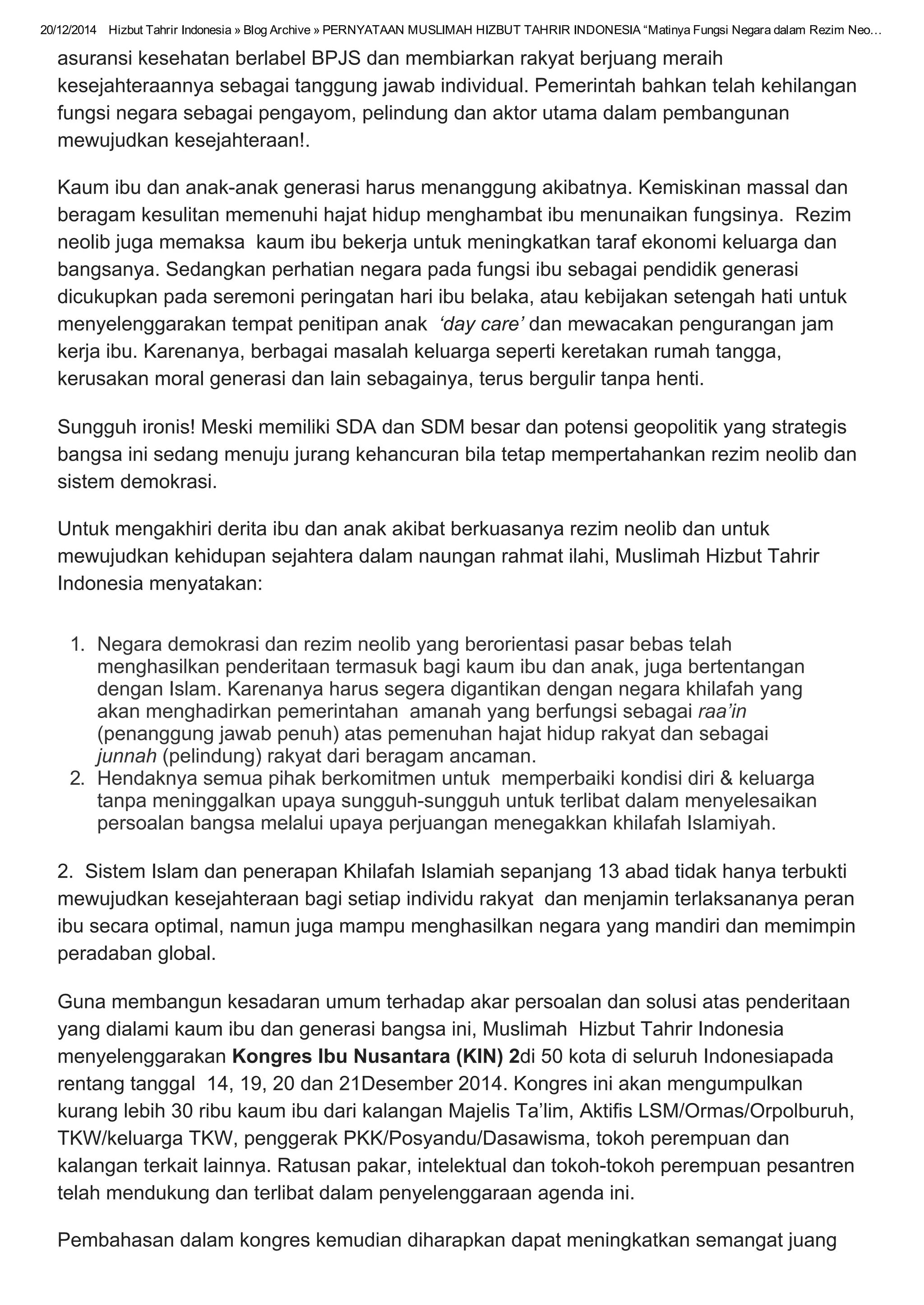 Matinya fungsi negara dalam rezim neolib sumber penderitaan ibu dan ...