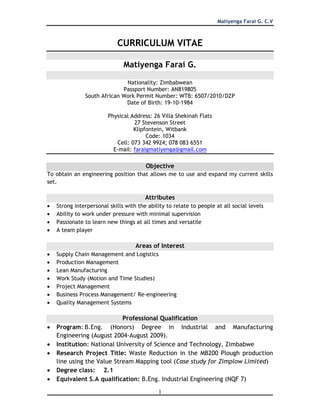 Matiyenga Farai G. C.V | PDF