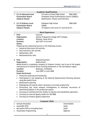 Matiyenga Farai G. C.V | PDF