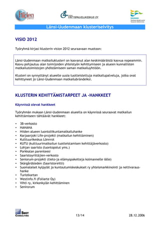 Länsi-Uudenmaan matkailuklusteriselvitys 2006 | PDF