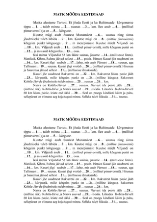 Matk mööda Eestimaad | PDF