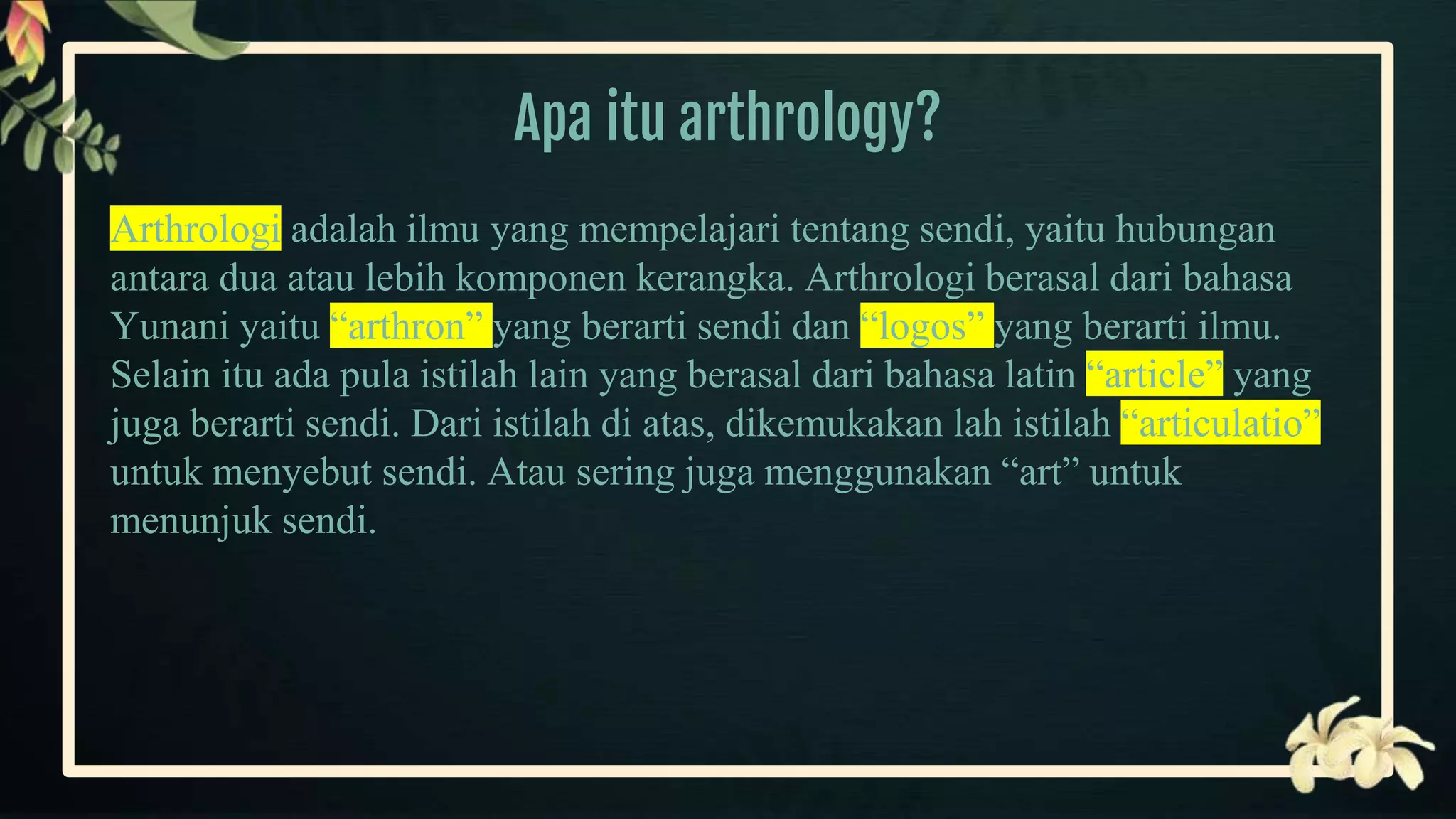 Anatomi Sendi Pada Tubuh Manusia Ppt