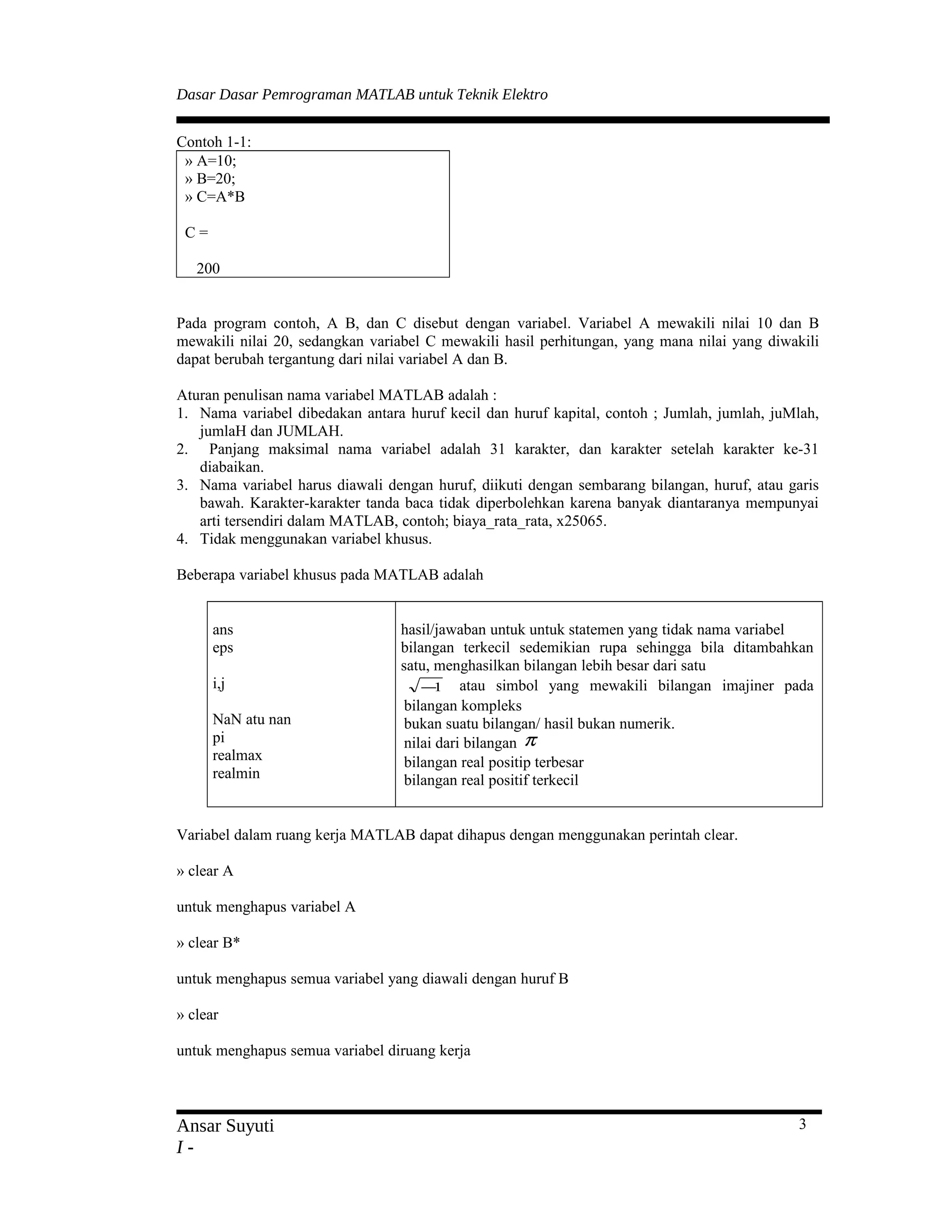 Matlab 1 | DOC