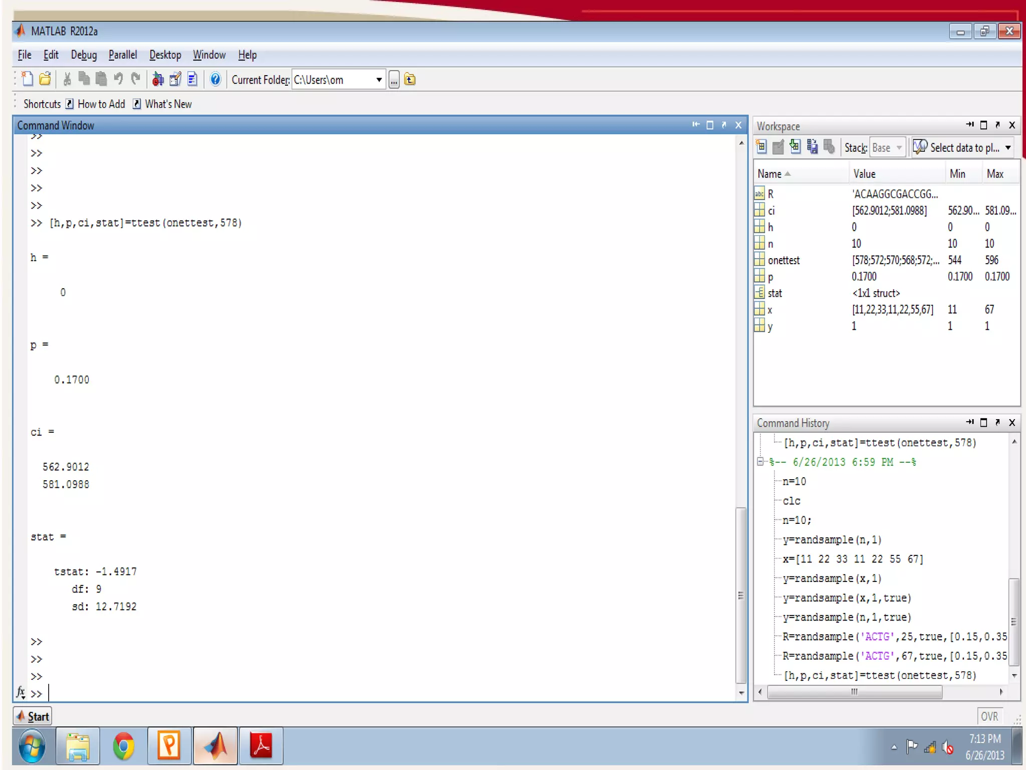 Parametric Hypothesis Testing Using Matlab Ppt
