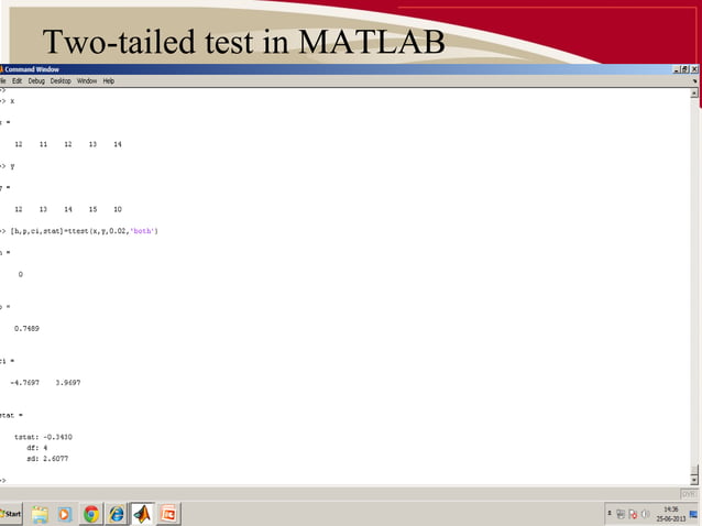 parametric hypothesis testing using MATLAB | PPT