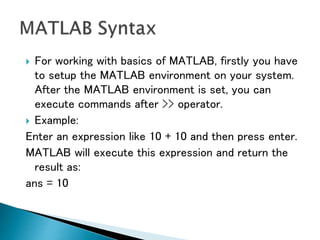 Matlab - Introduction and Basics | PPT