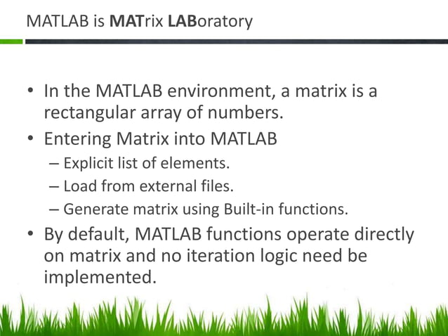 Matlab Introduction | PPTX | Programming Languages | Computing