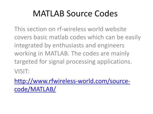 Matlab source codes section | Download MATLAB source code freerce-codes | PPT