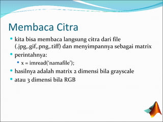Matlab Untuk Pengolahan Citra | PPS