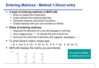 Matlab1 | PPT | Programming Languages | Computing