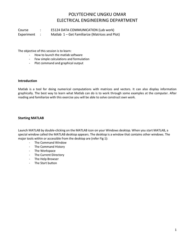 Matlab 1 | PDF | Physics | Science