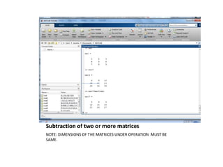 Matlab 1(operations on_matrix) | PPTX