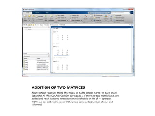 Matlab 1(operations on_matrix) | PPTX
