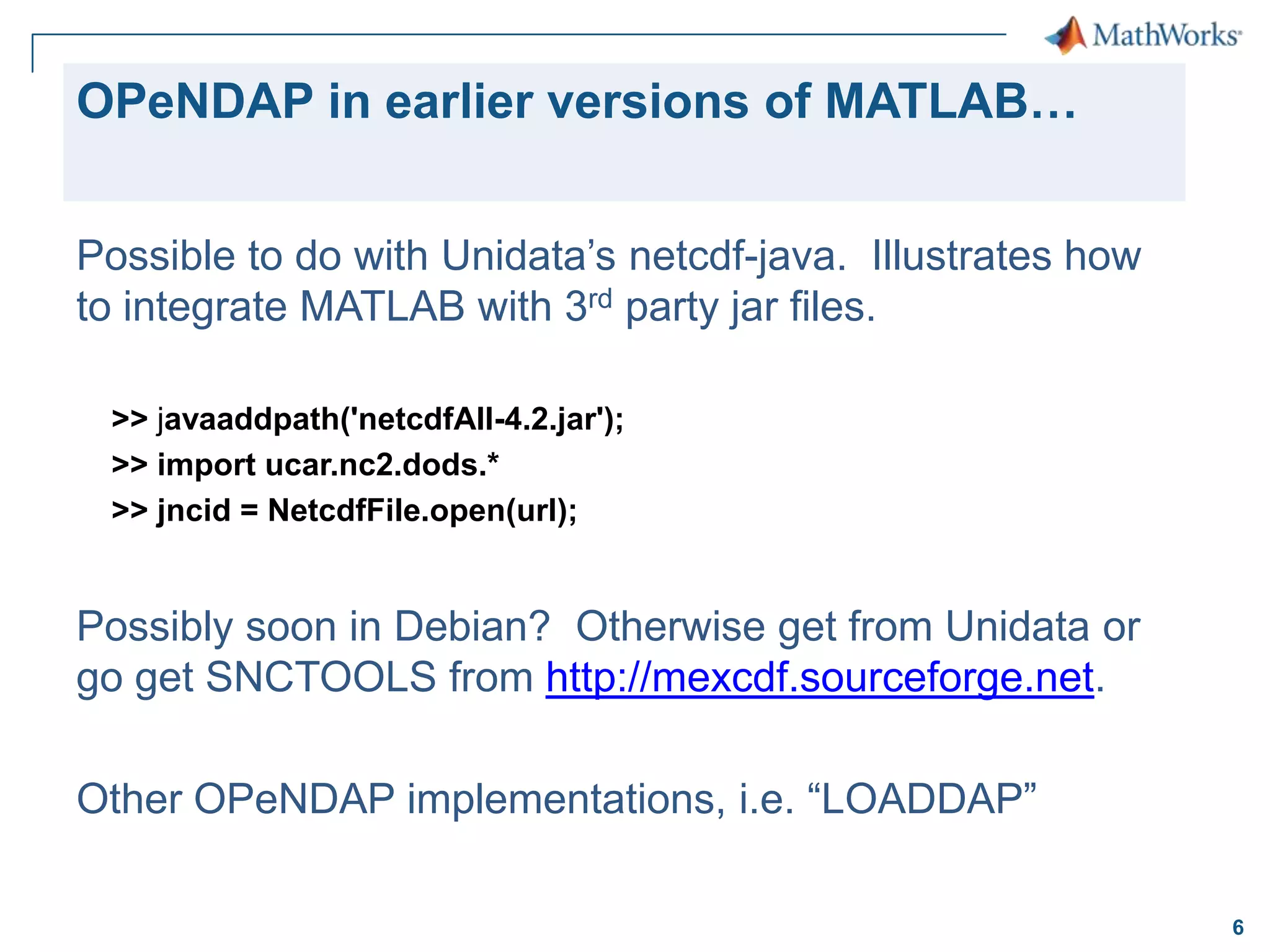 MATLAB, netCDF, and OPeNDAP | PPTX